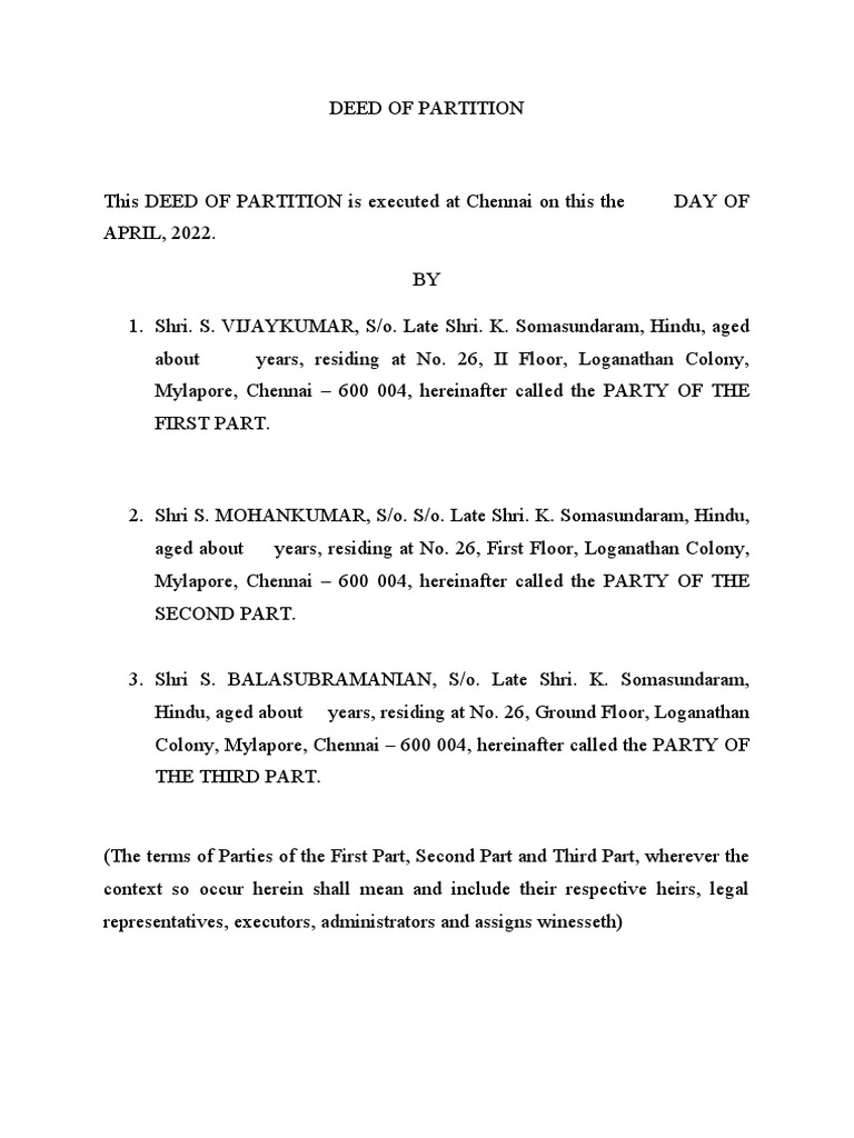 DEED OF PARTITIONjgjgjgjg | PDF | Sanitary Sewer | Deed