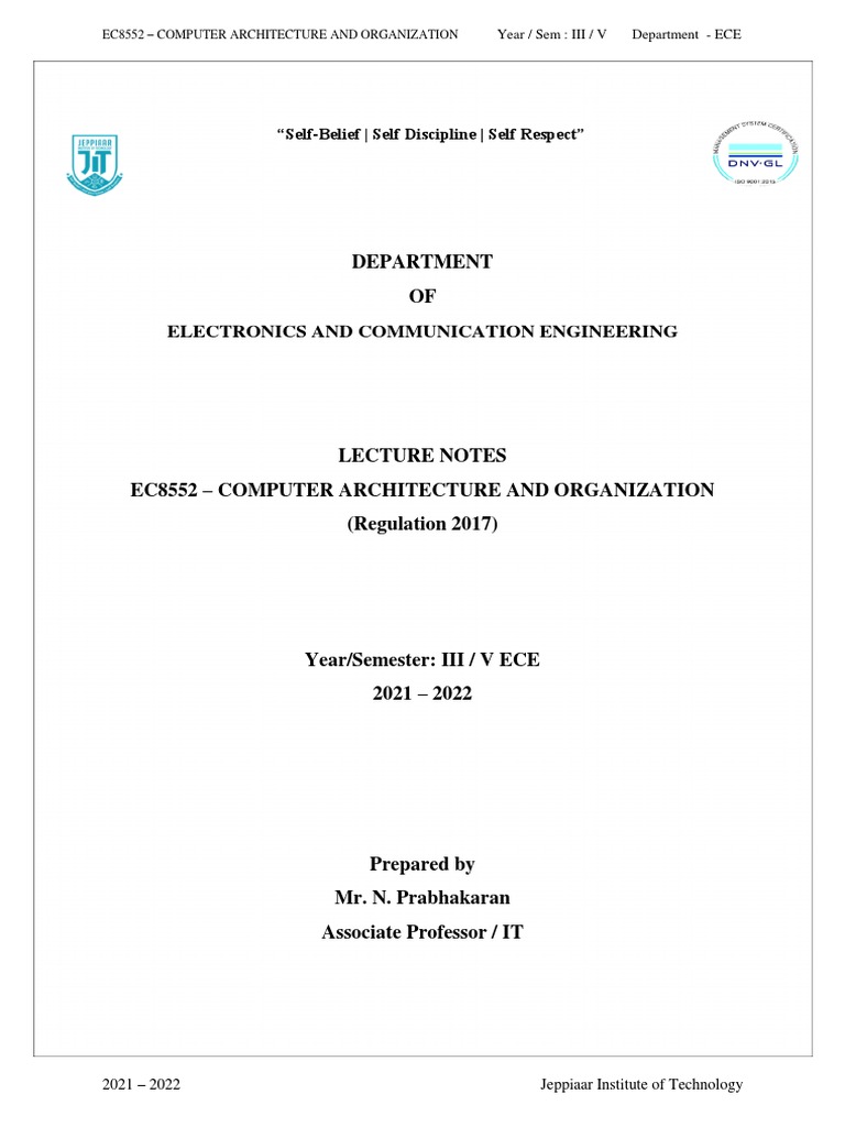 Cao Unit 1 PDF | PDF | Random Access Memory | Computer Data Storage Cao Unit 1 PDF | PDF | Random Access Memory | Computer Data Storage