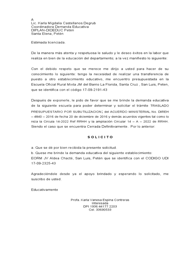 Ejemplo Solicitud | PDF