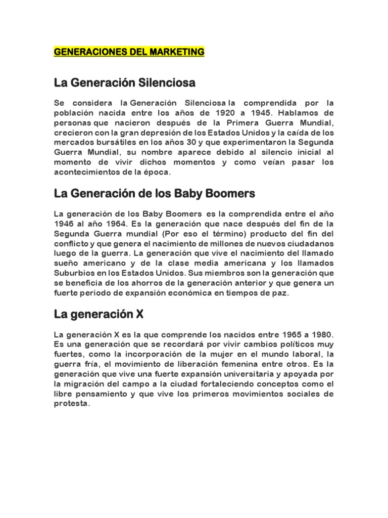Evolución del Marketing Generacional | PDF | Millennials | Baby Boomers