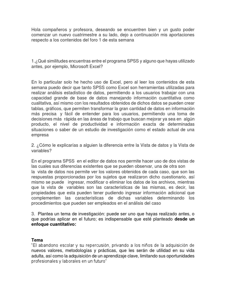 Spss Foro | PDF | Spss | Microsoft Excel Spss Foro | PDF | Spss | Microsoft Excel