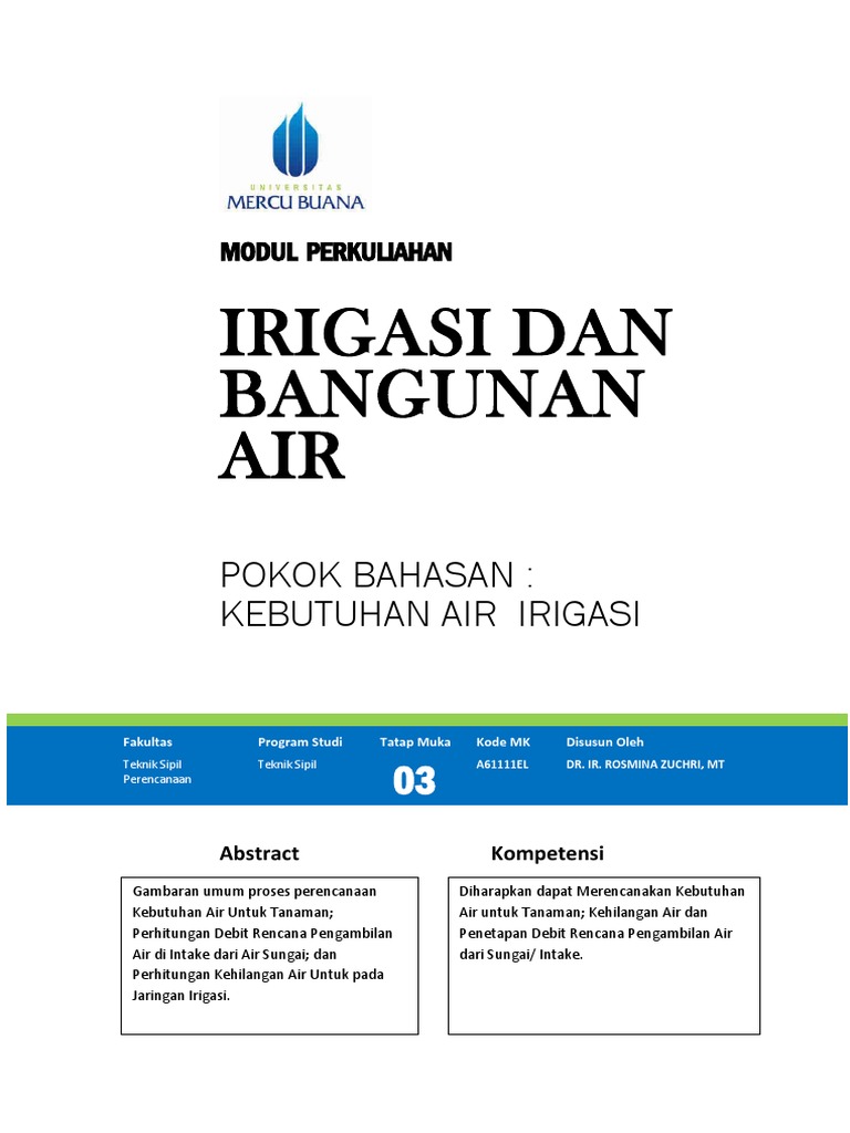 Modul Perencananaan Jaringan Irigasi Dan Drainase (TM3) | PDF