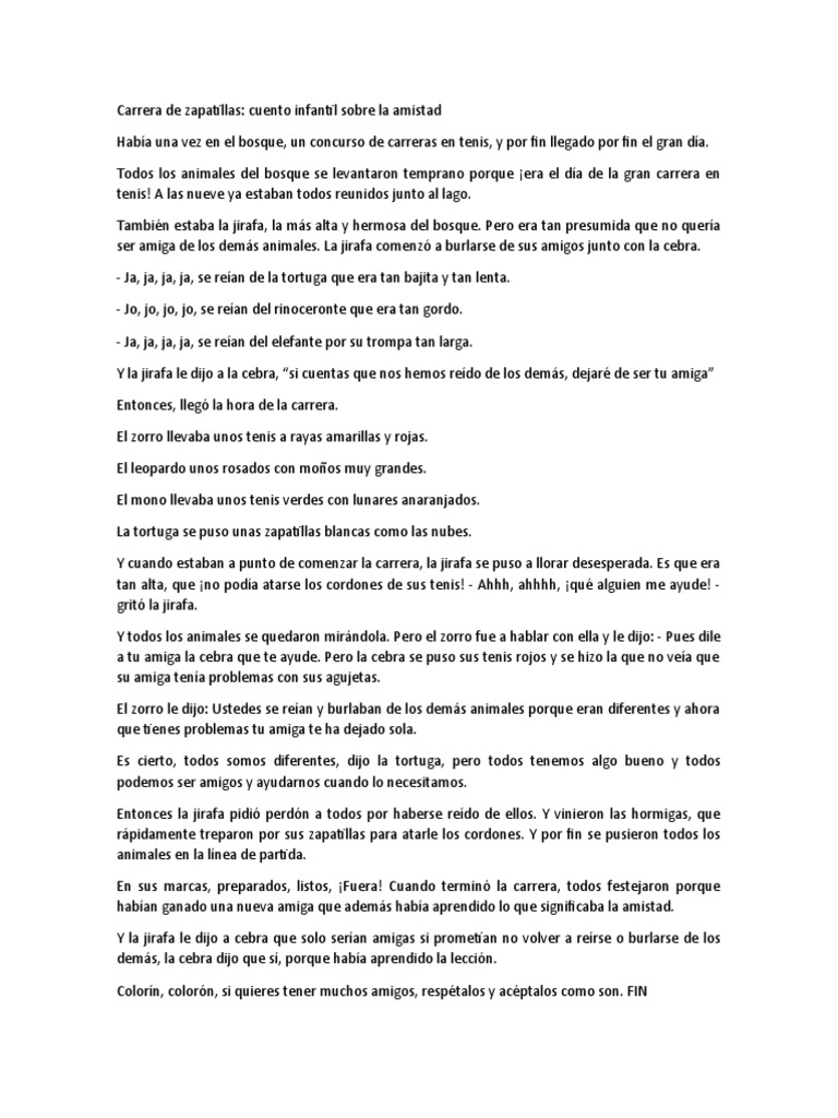 Cuento Animales Amistad Pdf