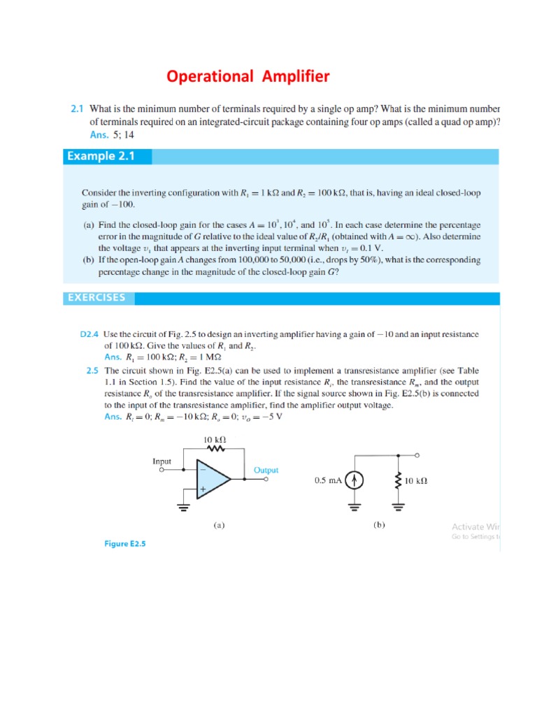 Operational Amplifier and Diode Exercises | PDF