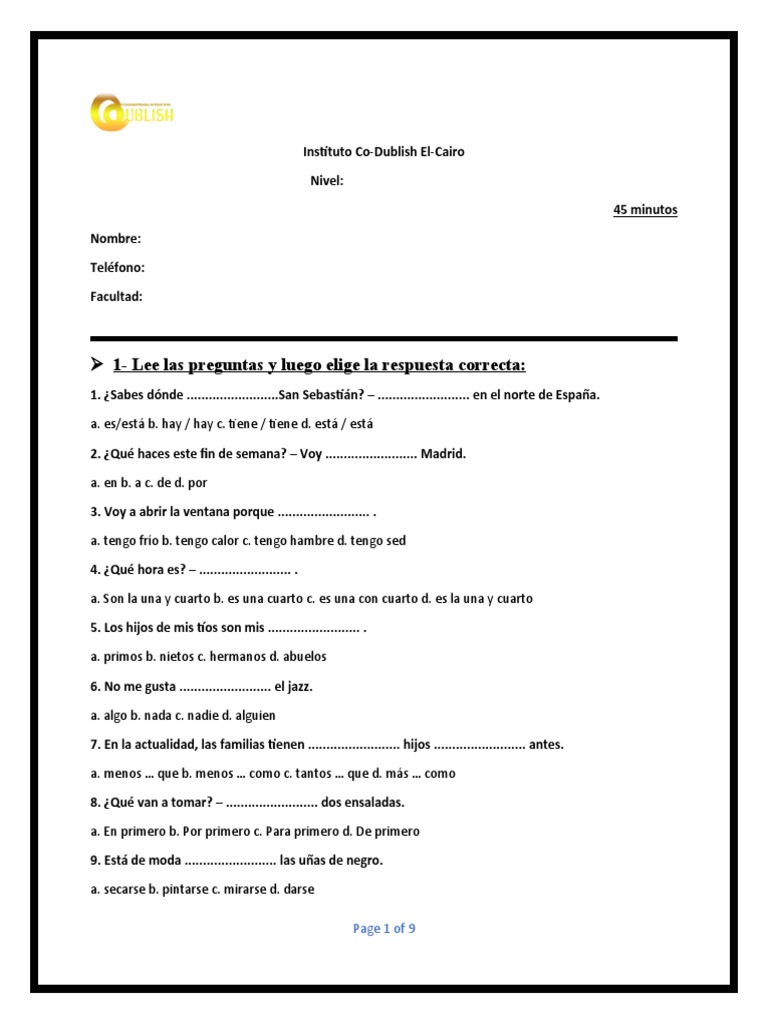 Examen de Gramática Española | PDF | Motivación | Motivacional