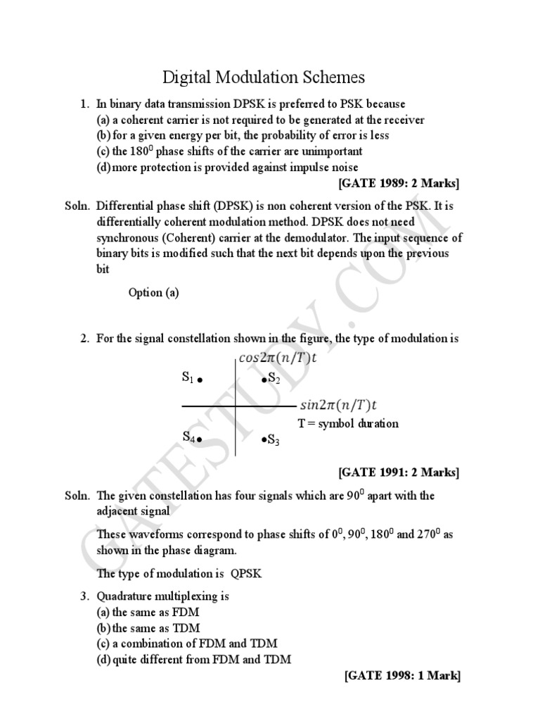 Digital-Modulation PDF | Download Free PDF | Modulation | Detector (Radio)