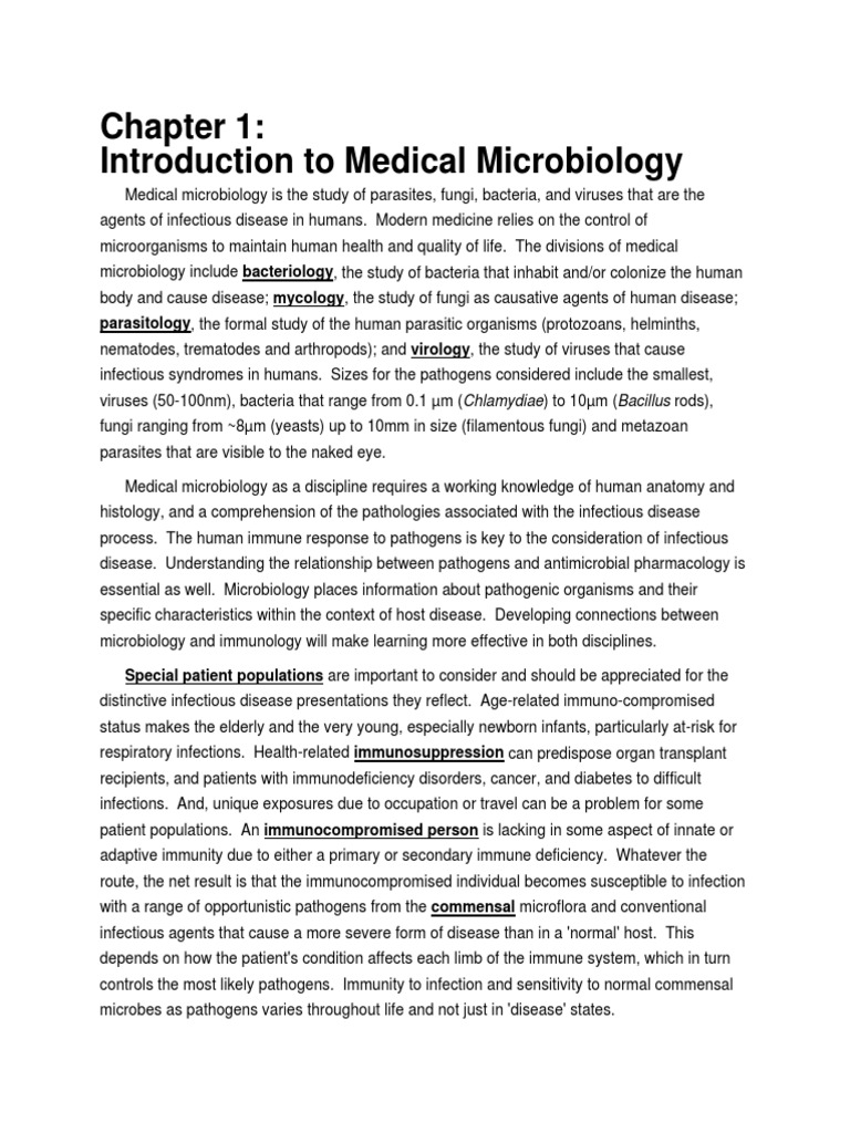 Introduction To Medical Microbiology | PDF | Infection | Pathogen