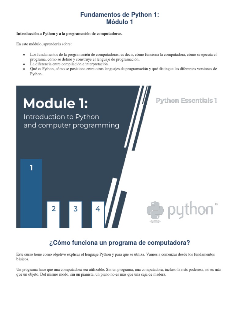 Módulo 1 - Introducción A Python y A La Programación de Computadora | Descargar gratis PDF ...