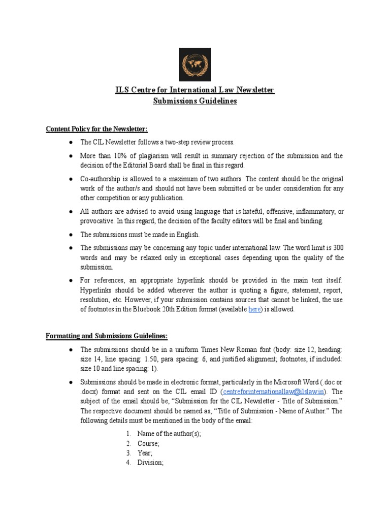 Submissions Guidelines - CIL Newsletter | PDF | Written Communication