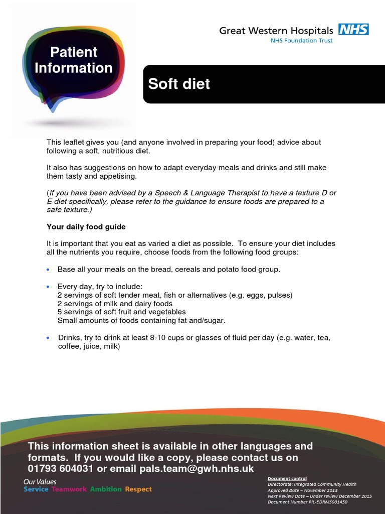 Soft Diet | PDF | Custard | Pasta