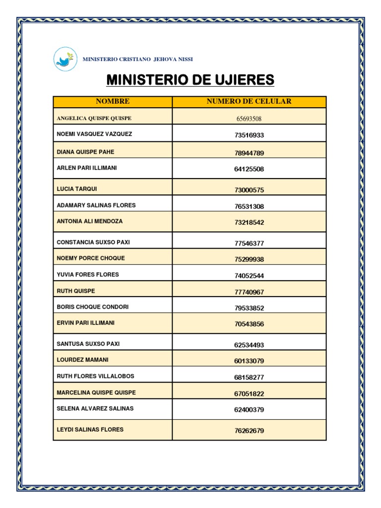 Ministerio de Ujieres Datos para Control de Oracion y Ayuno 2023 PDF ...