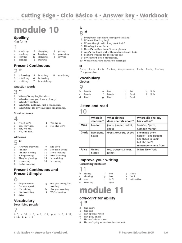 Answer Key CB4 - WB | PDF | Linguistics