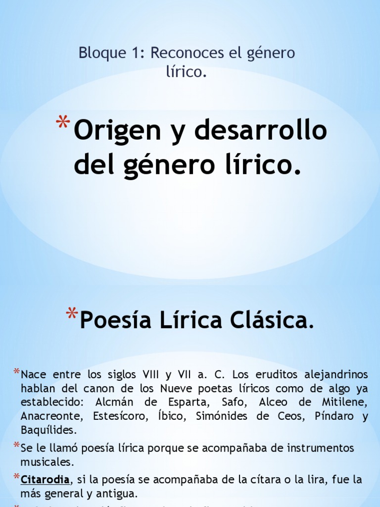Origen y Desarrollo Del Género Lírico. | PDF | Poesía | Poesía lírica
