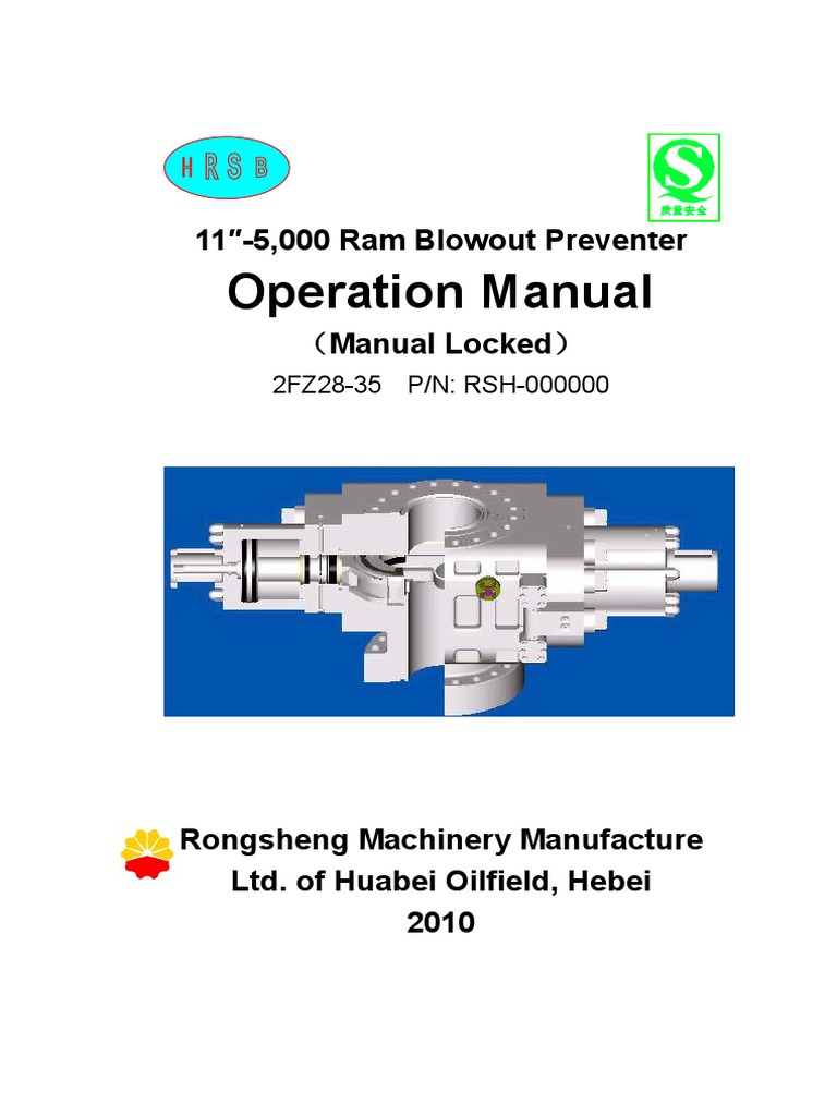 Operation and Maintenance Manual for an 11''-5000psi Double Ram Blowout ...