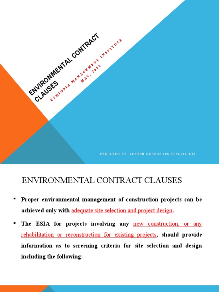 Environmental Contract Clauses | PDF