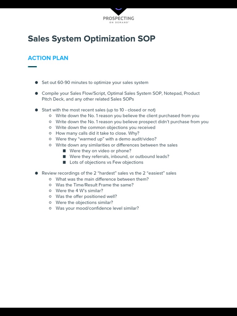 Sales System Optimization SOP | PDF