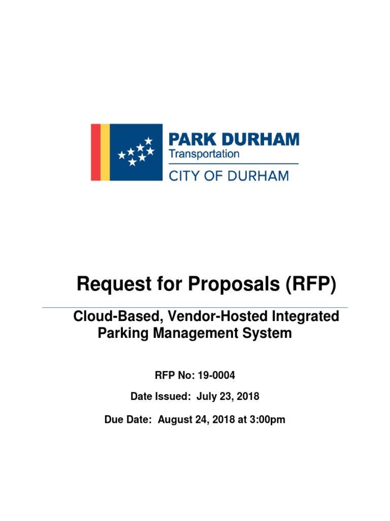 Request For Proposals (RFP) : Cloud-Based, Vendor-Hosted Integrated Parking Management System ...