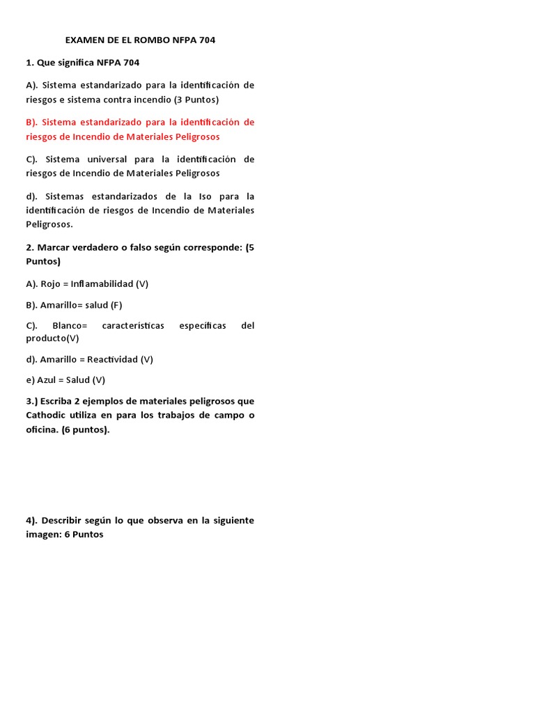 Examen de Rombo NFPA y EPP | PDF | La seguridad