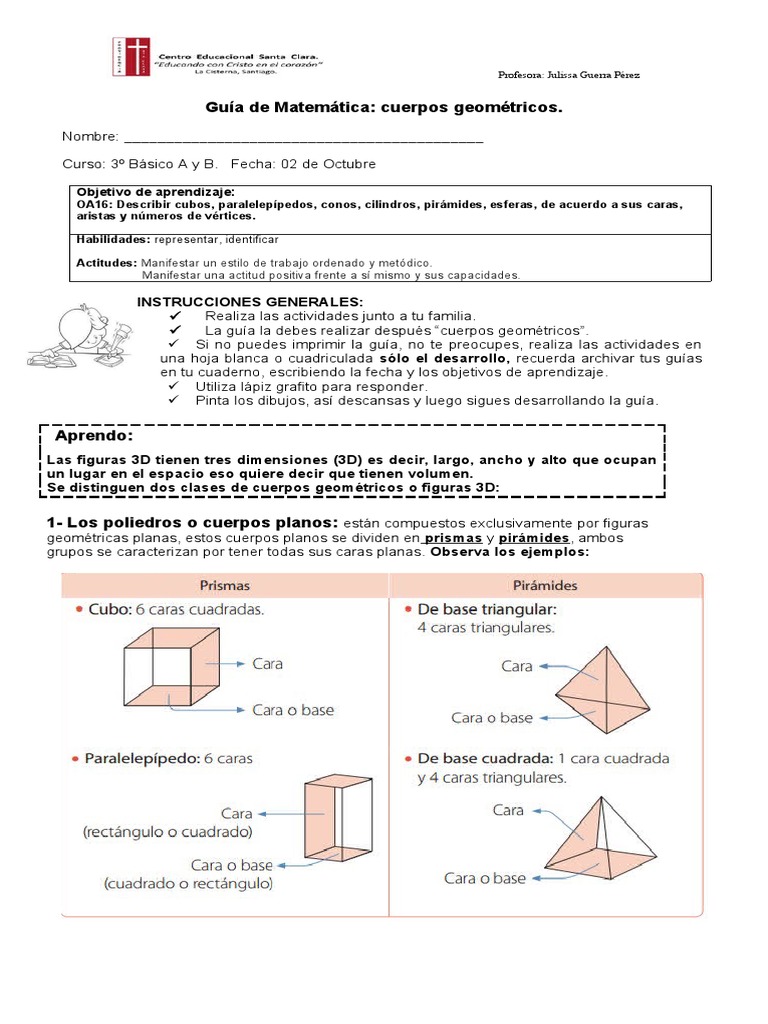 Guia Geometria para Utilizar en Clases 3 Basico B | PDF | Geometría ...