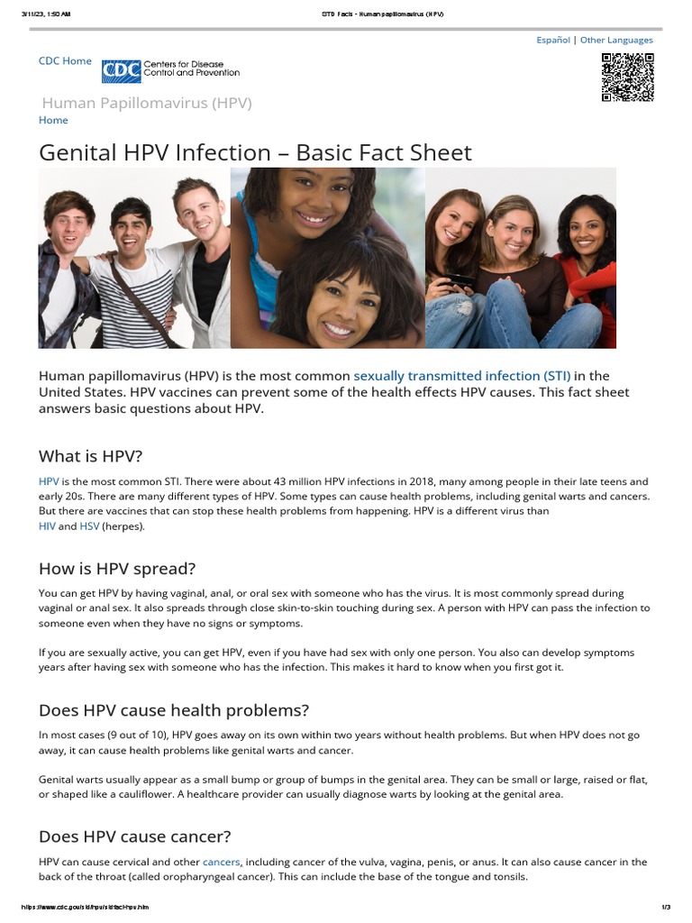 STD Facts - Human Papillomavirus (HPV) | PDF | Cervical Cancer | Sexually Transmitted Infection