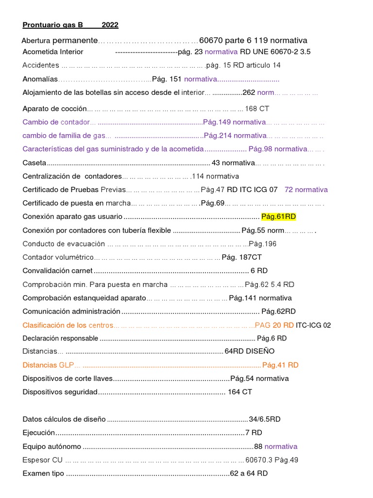 Prontuario Gas B2022 | PDF | Materiales | Física Aplicada e Interdisciplinaria