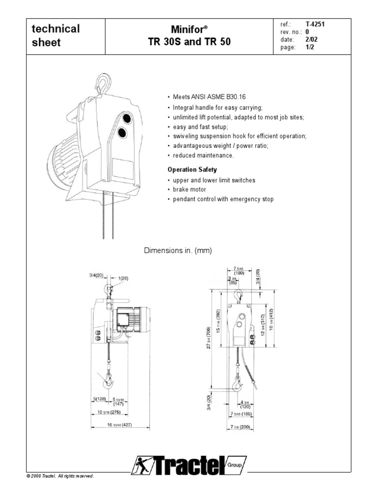 Technical Sheet: Minifor Tr30Sandtr50 | PDF | Elevator | Vehicles