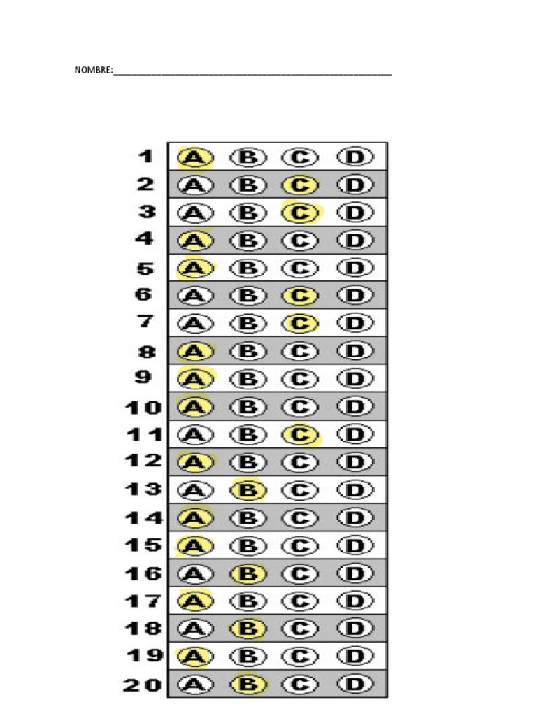 Hoja de Respuestas Mineduc | PDF
