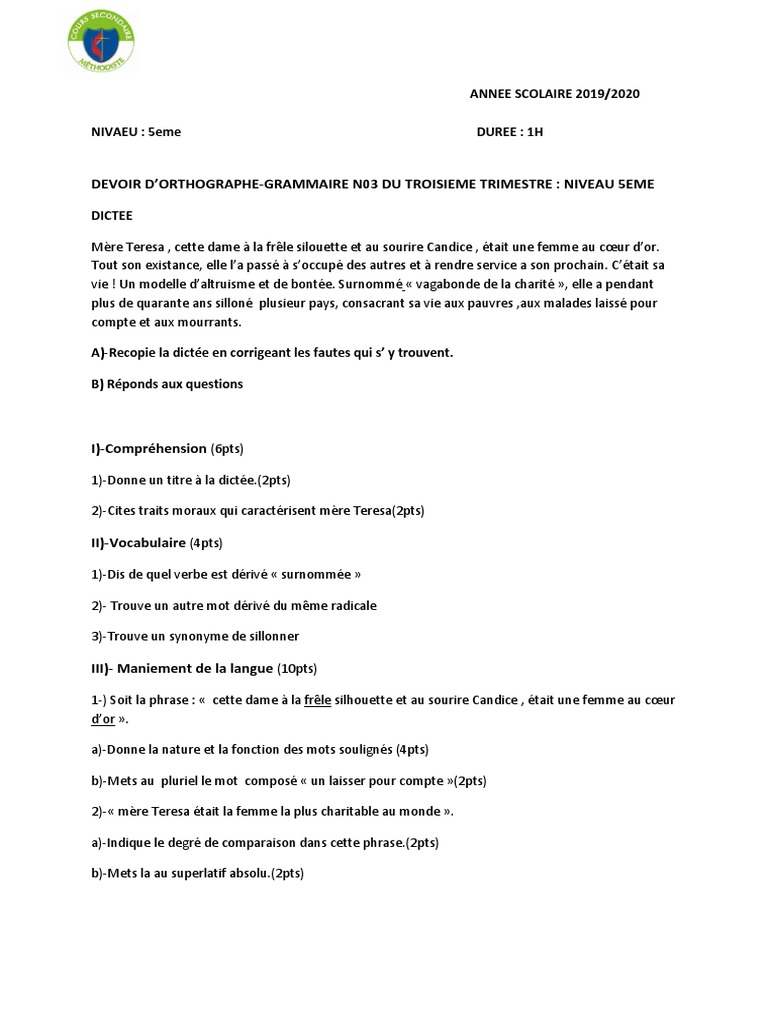 DEVOIR OG 5eme | PDF