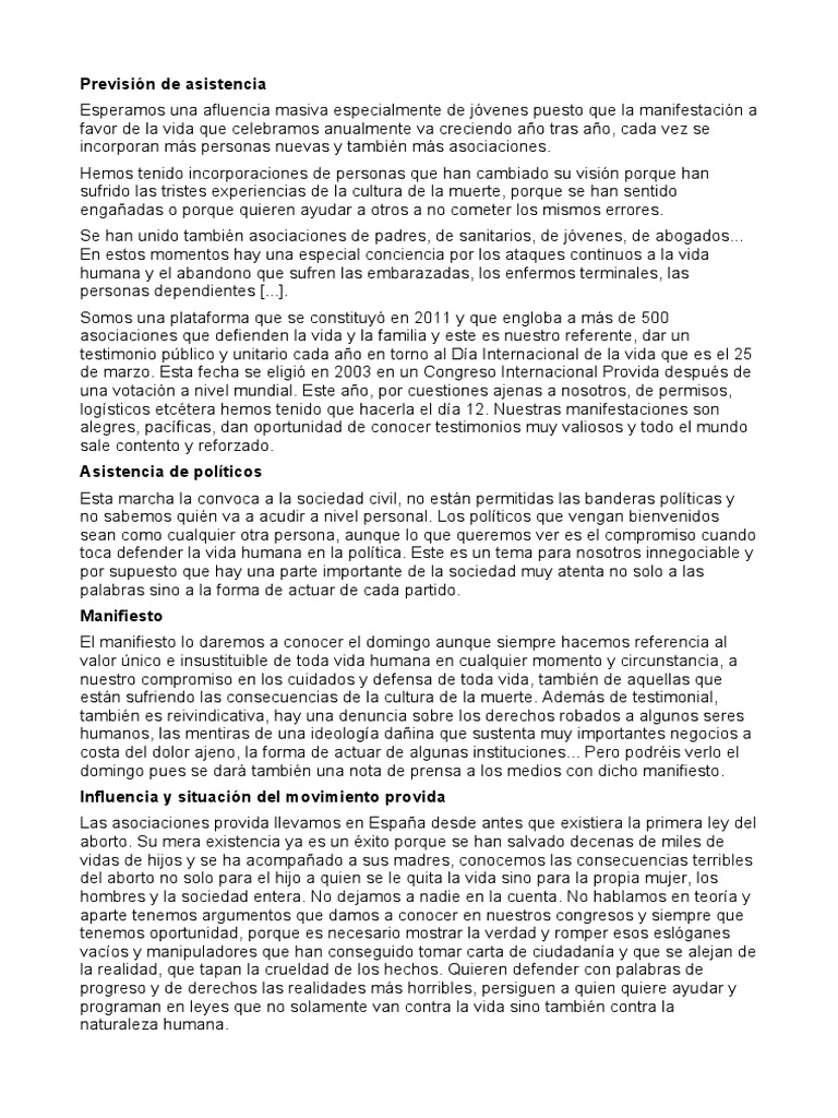 Las Razones Del Movimiento Provida | PDF | Movimientos contra el aborto | Historia social