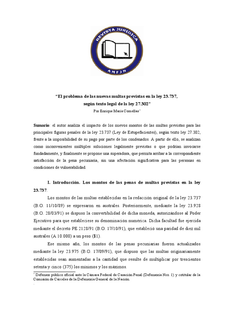 Lectura Multas de La Ley 23.737 | PDF | Derecho penal | Multa (pena)