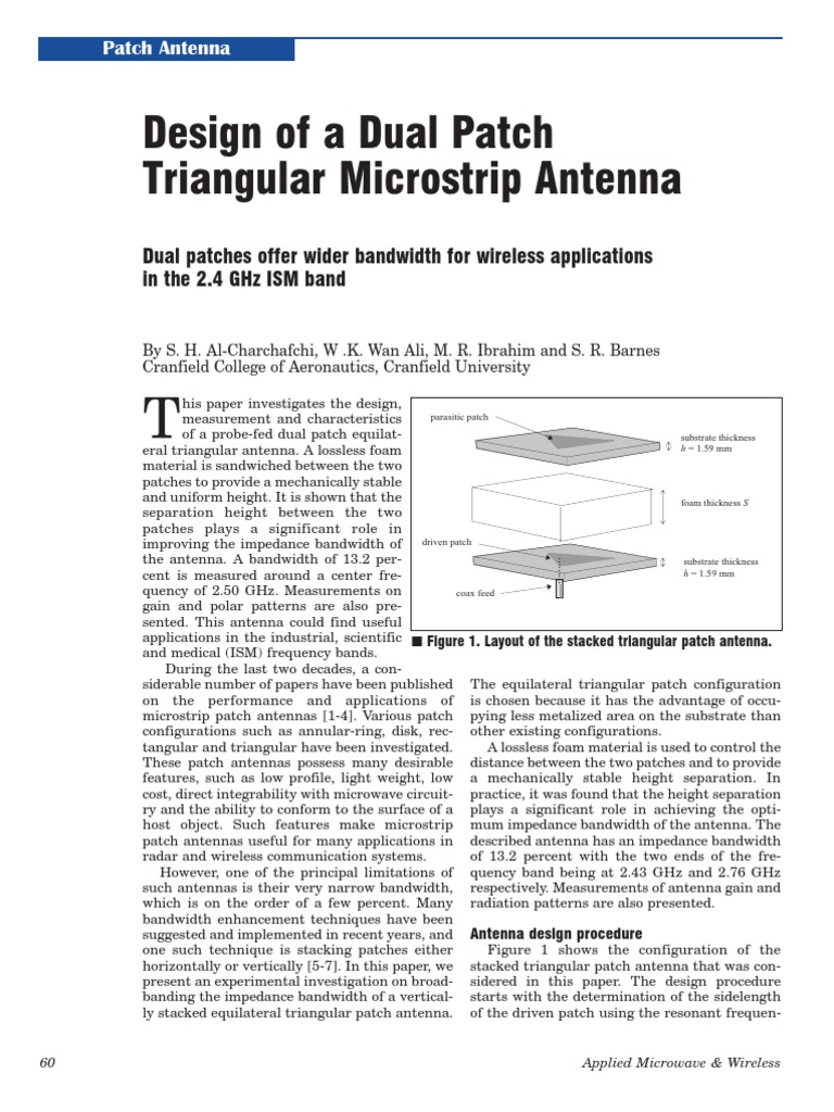 Design Of A Dual Patch Triangular Microstrip Antenna Pdf Antenna