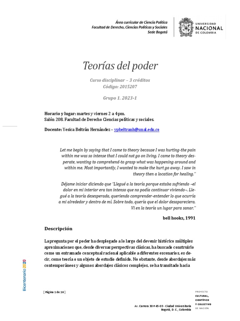 Curso Teorías del Poder 2023-1 | PDF | Michel Foucault | Anarquismo