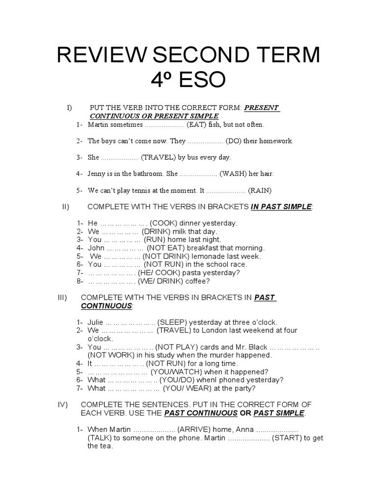 PDF Ejercicios Inglés 4 Eso | PDF