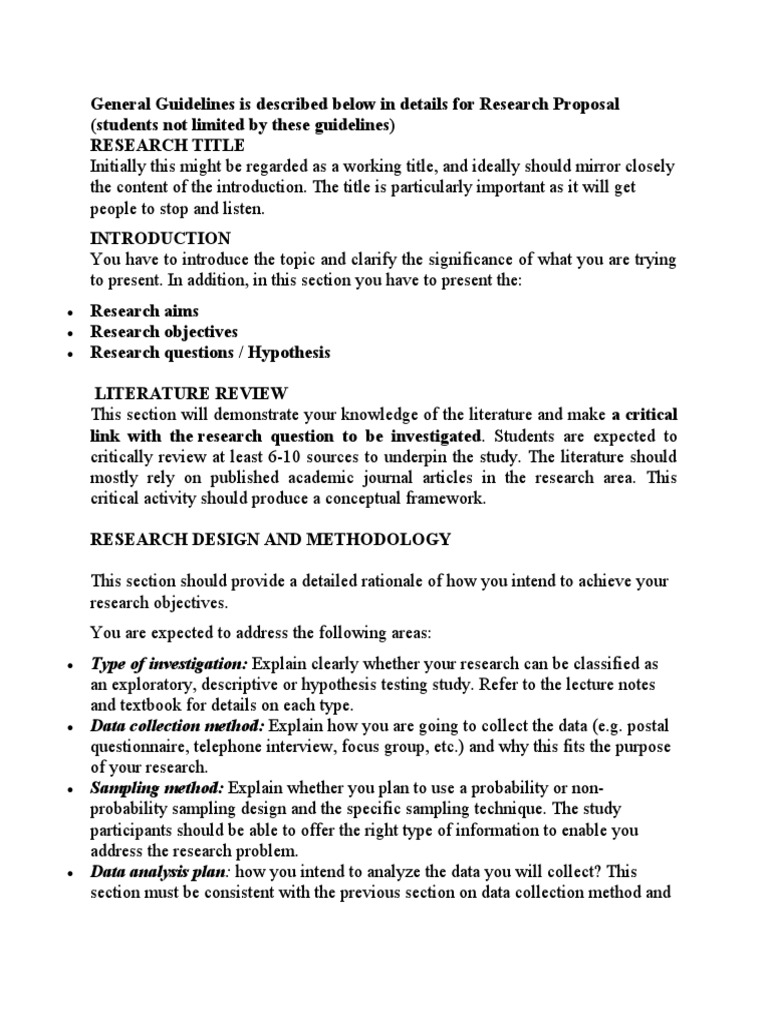 General Guidelines For Research Proposal | PDF | Methodology | Science