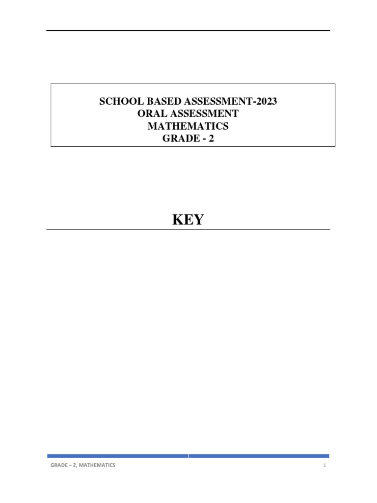 SCHOOL BASED ASSESSMENT-2023 ORAL ASSESSMENT MATHEMATICS GRADE - 2 ...