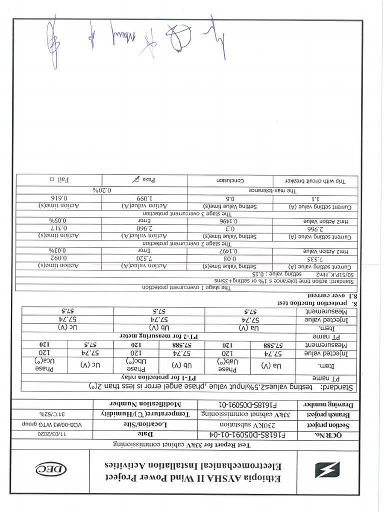 33kv VCB#1-18 Commissioning Test Report-2 | PDF