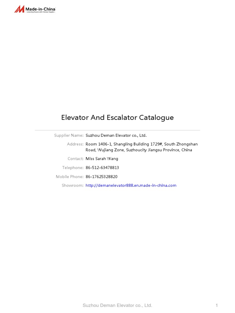 Elevator and Escalator Catalogue PDF | Download Free PDF | Elevator | Escalator