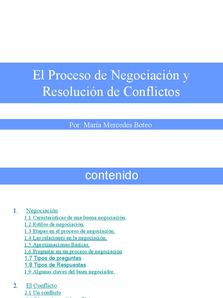 El Proceso de Negociación y Resolución de Conflictos FINAL | PDF | Negociación | Sicología