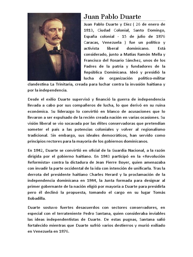 Juan Pablo Duarte y La Independencia-Ddd | PDF | Historia