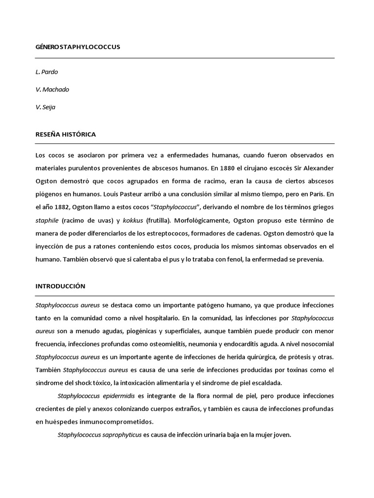 Características del género Staphylococcus | PDF | Staphylococcus Aureus ...