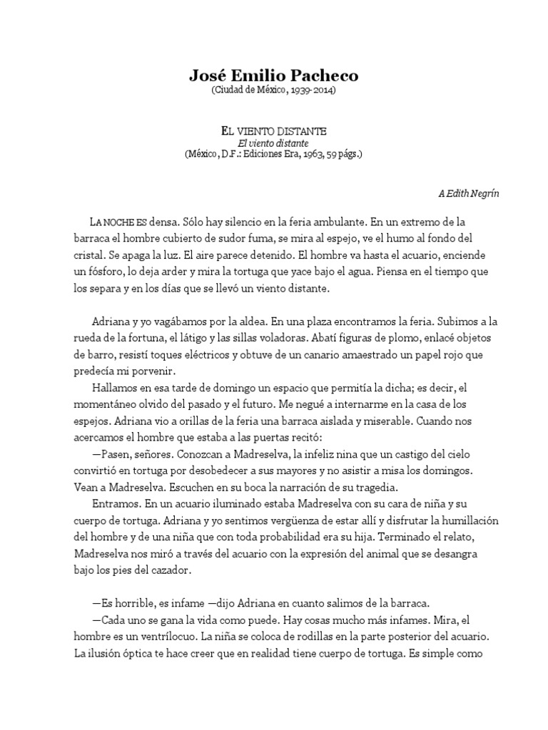 El viento distante de José Emilio Pacheco | PDF