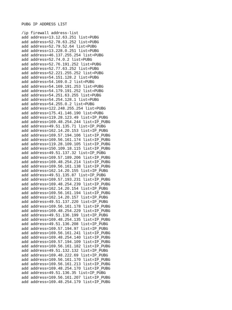 Pubg Address List | Download Free PDF | Network Protocols | Network Architecture
