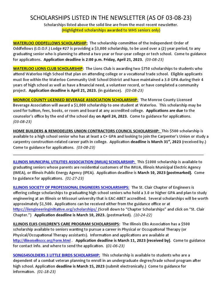 22-23 Newsletter Scholarships | PDF | Schools