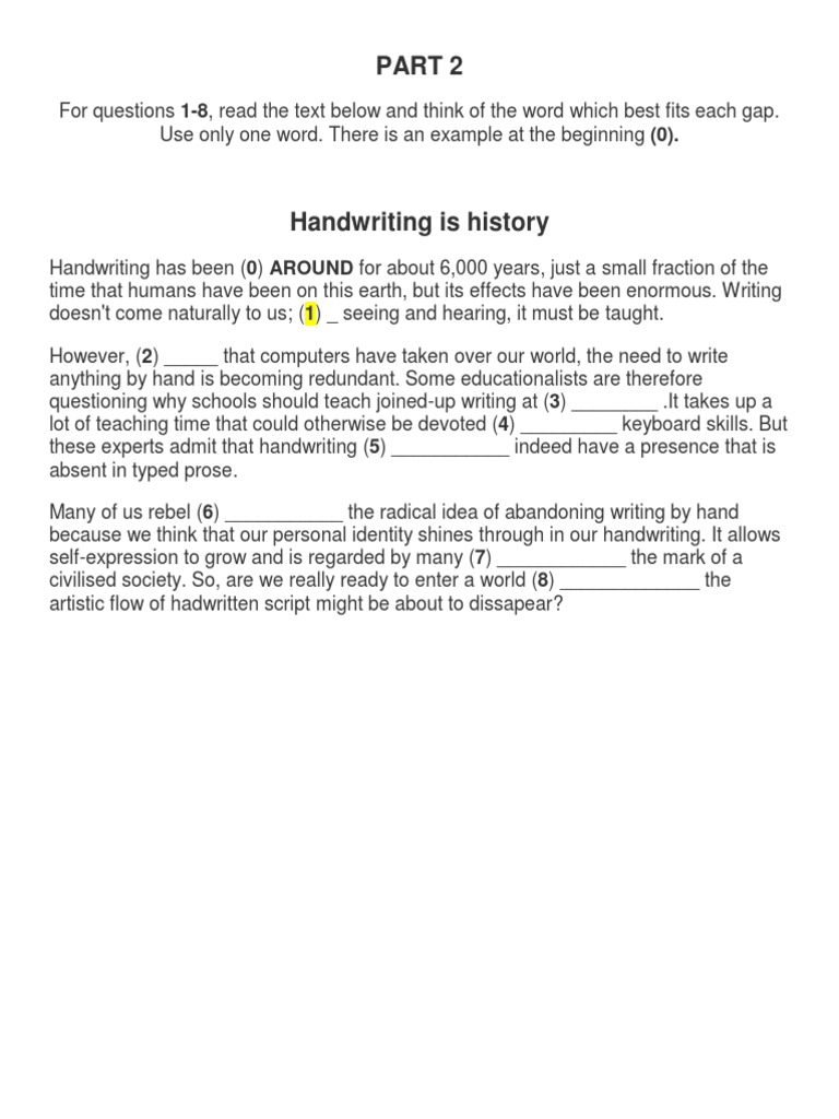 Reading and Use of English Part 2 | PDF | Foreign Language Studies