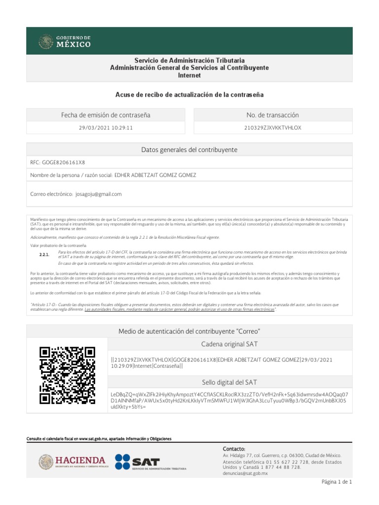 RFC Sat | PDF | Contraseña | Internet