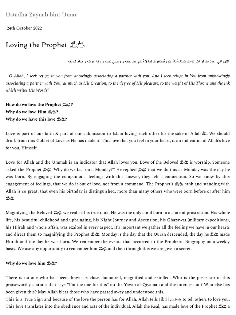 Love for the Prophet Muhammad ﷺ | PDF | Muhammad | Abrahamic Religions