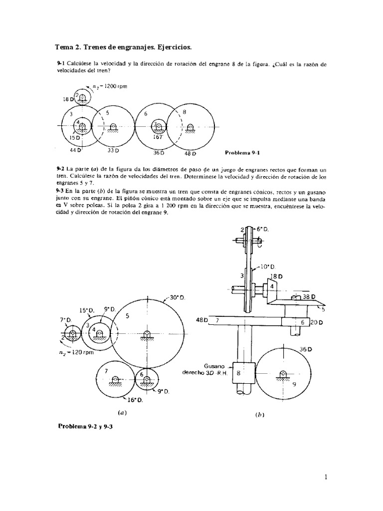 Ejercicios Tema 2 - Trenes de Engranajes | PDF | Engranaje | Movimiento (física)