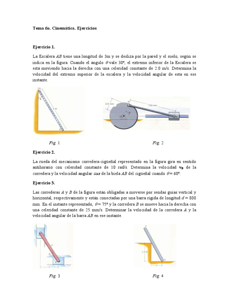 Ejercicios Tema 6a - Cinematica | PDF | Fricción | Velocidad