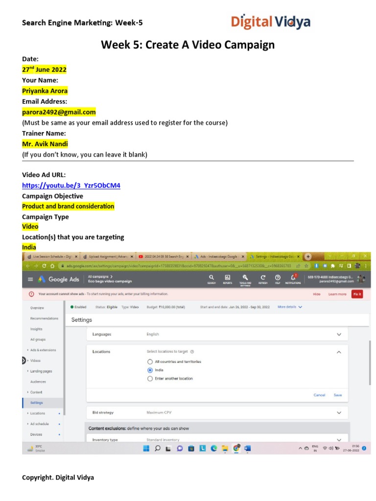 Digital Vidya CDMM Course SEM-Week-5 Assignment | PDF