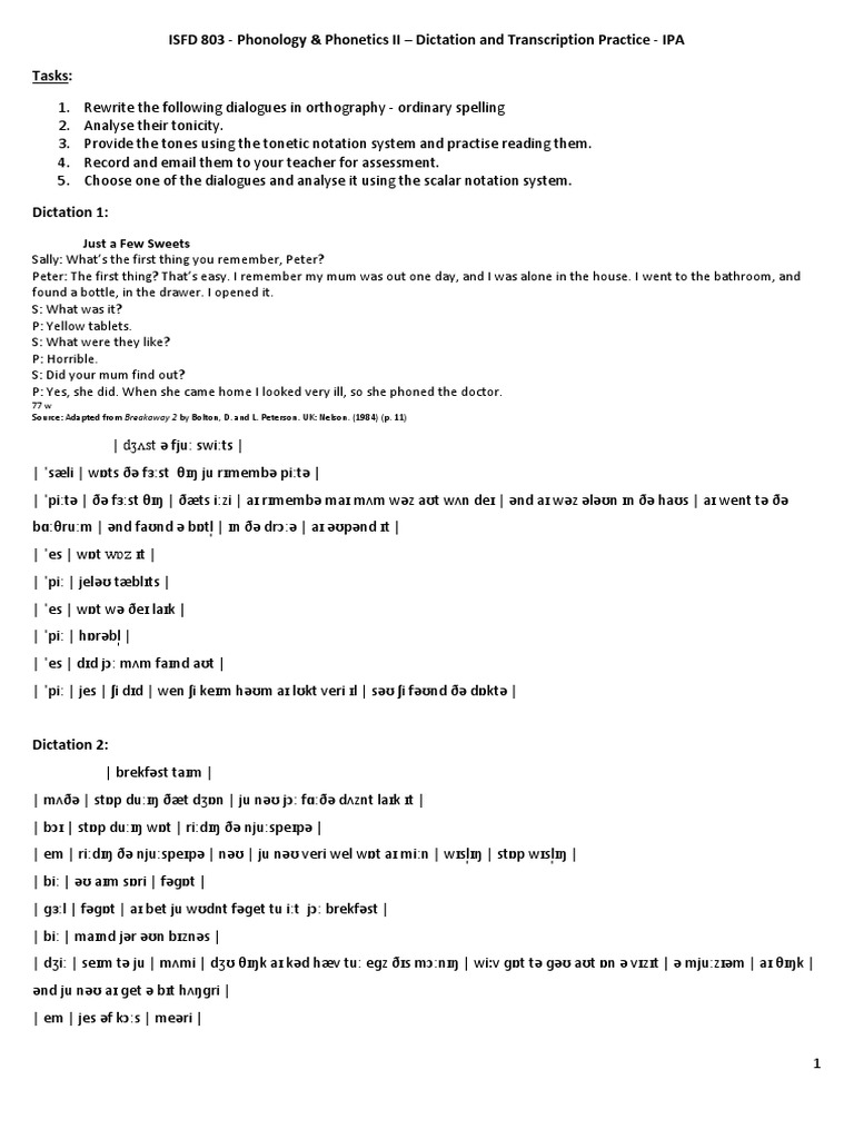 4 Dialogues For Intonation Practice IPA Set 2 Smith | PDF